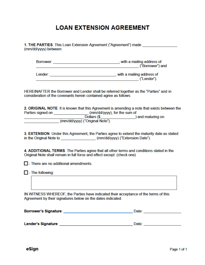 Addendum To Loan Agreement Template