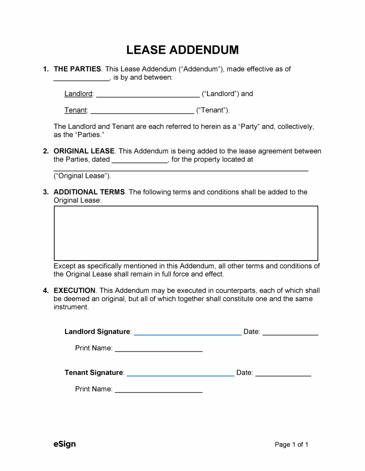 Addendum to Rental Agreement Template