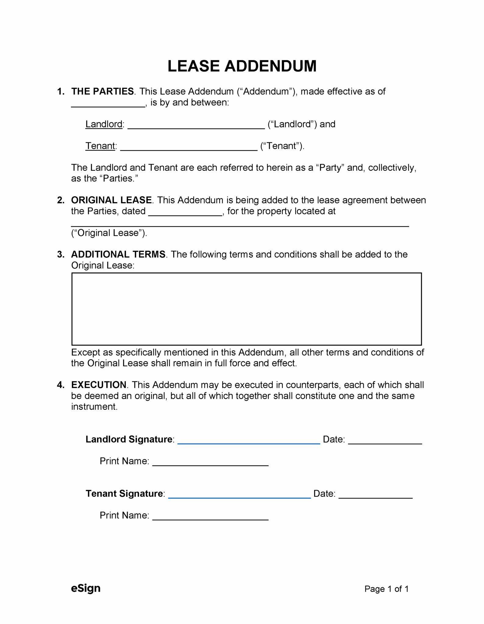 Addendum to Rental Agreement Template