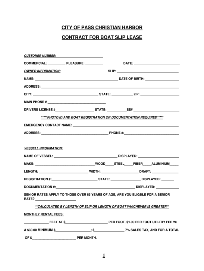 Boat Slip Rental Agreement Template