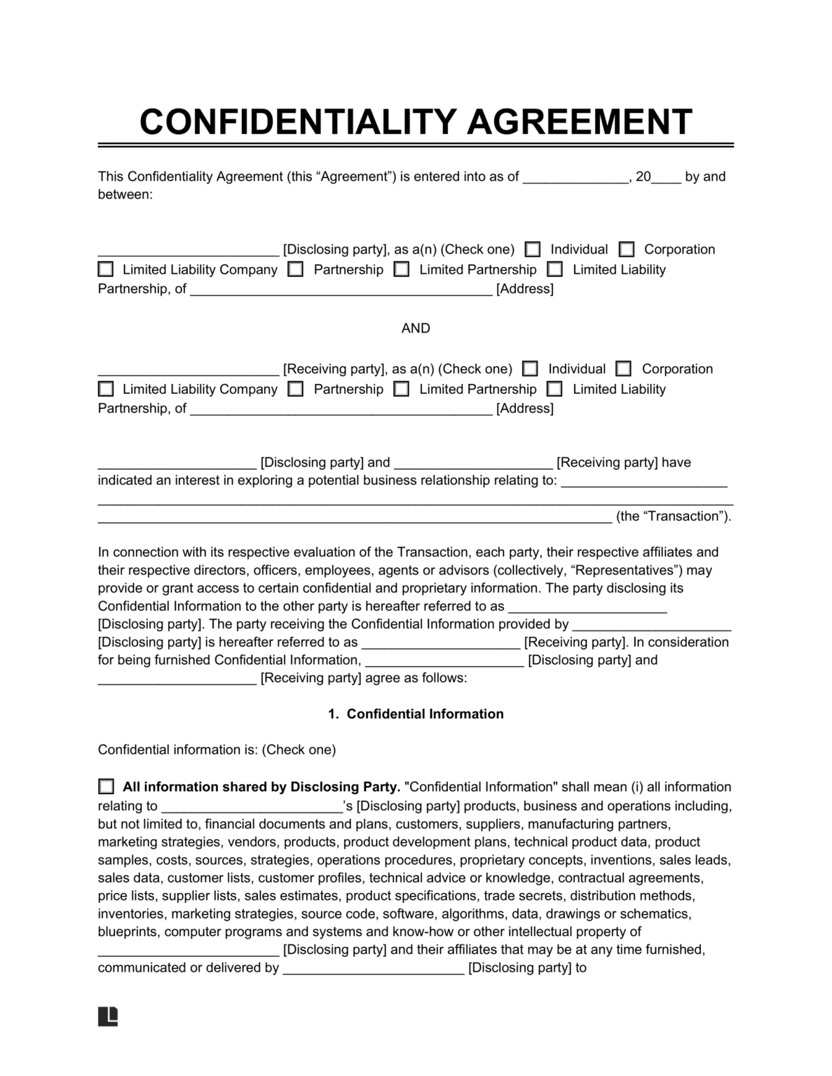 Patent Non Disclosure Agreement Template