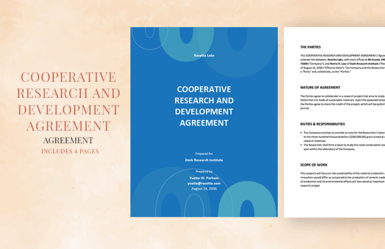 Cooperative Research and Development Agreement Template
