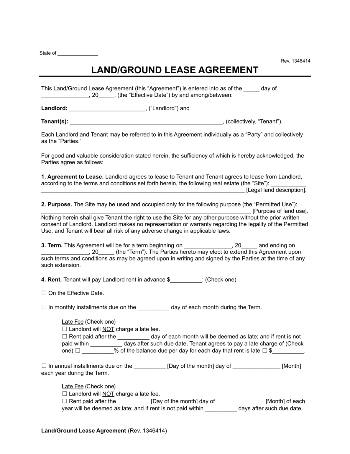 Long Term Land Lease Agreement Template