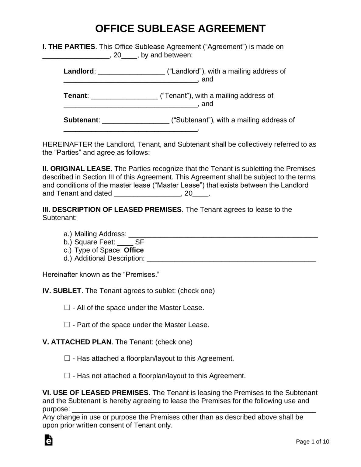 Sub Letting Tenancy Agreement Template