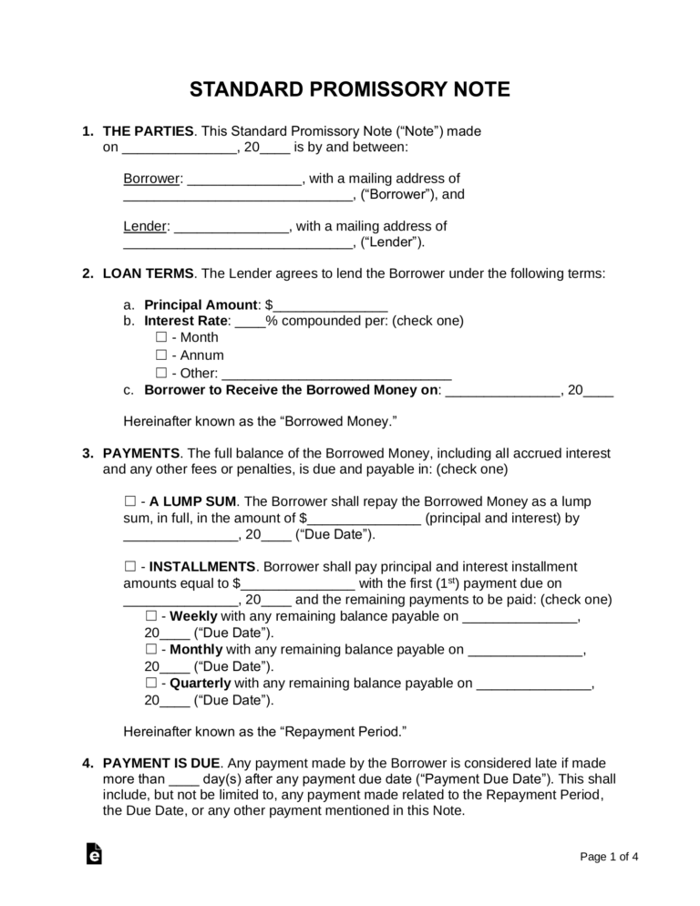 Promise To Pay Agreement Template