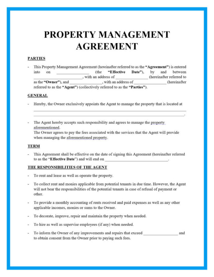 Property Management Service Agreement Template
