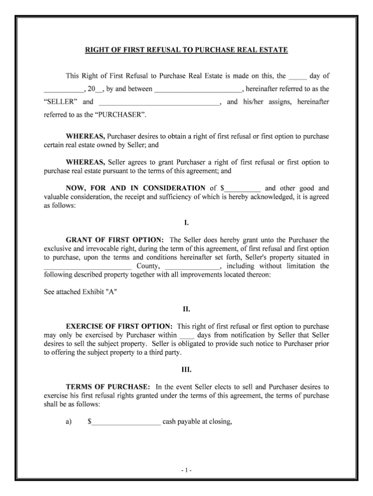 Right of First Refusal Agreement Template