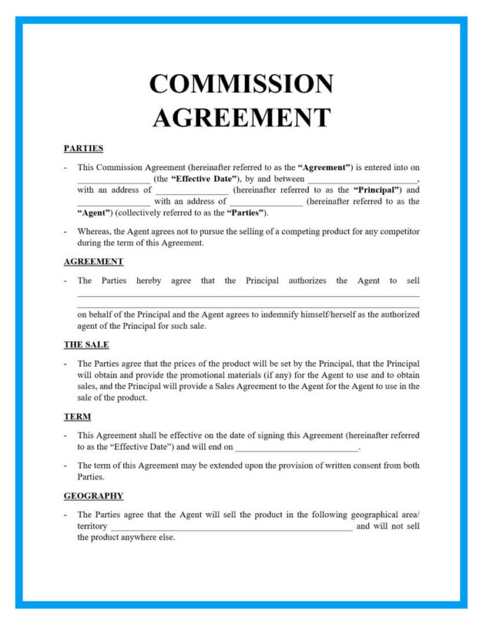 Sample Sales Commission Agreement Template