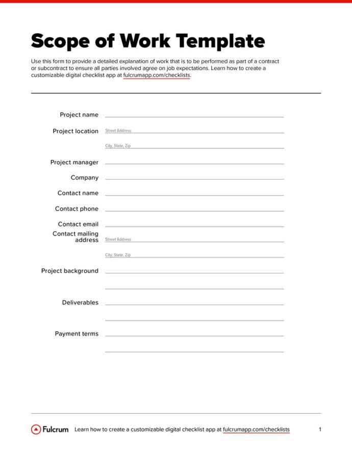 Scope of Work Agreement Template