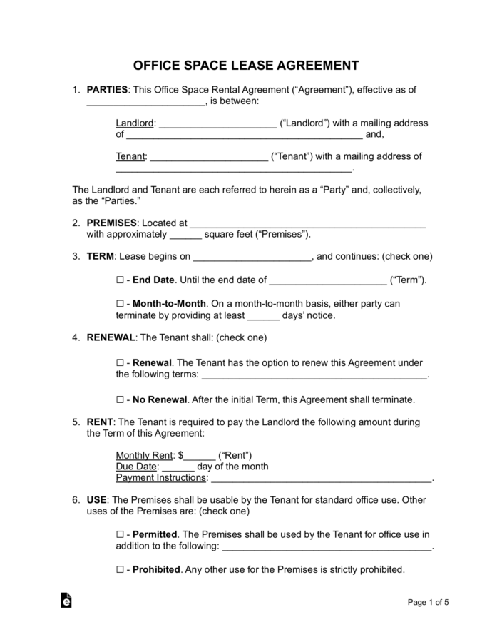 Simple Office Lease Agreement Template