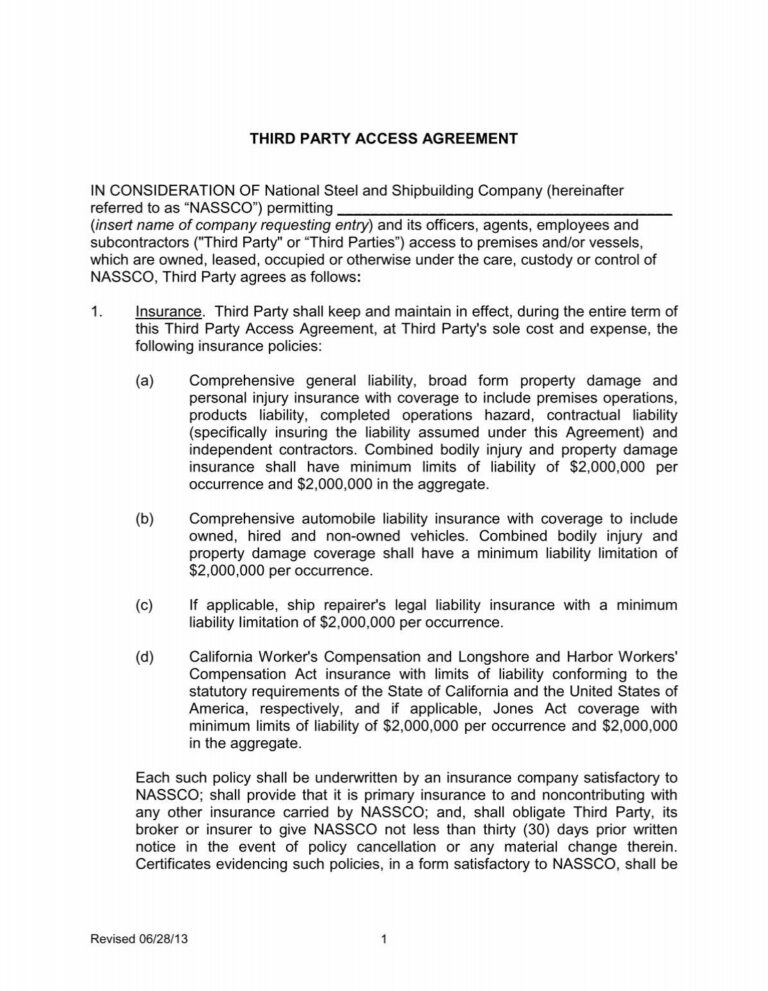 Third Party Access Agreement Template