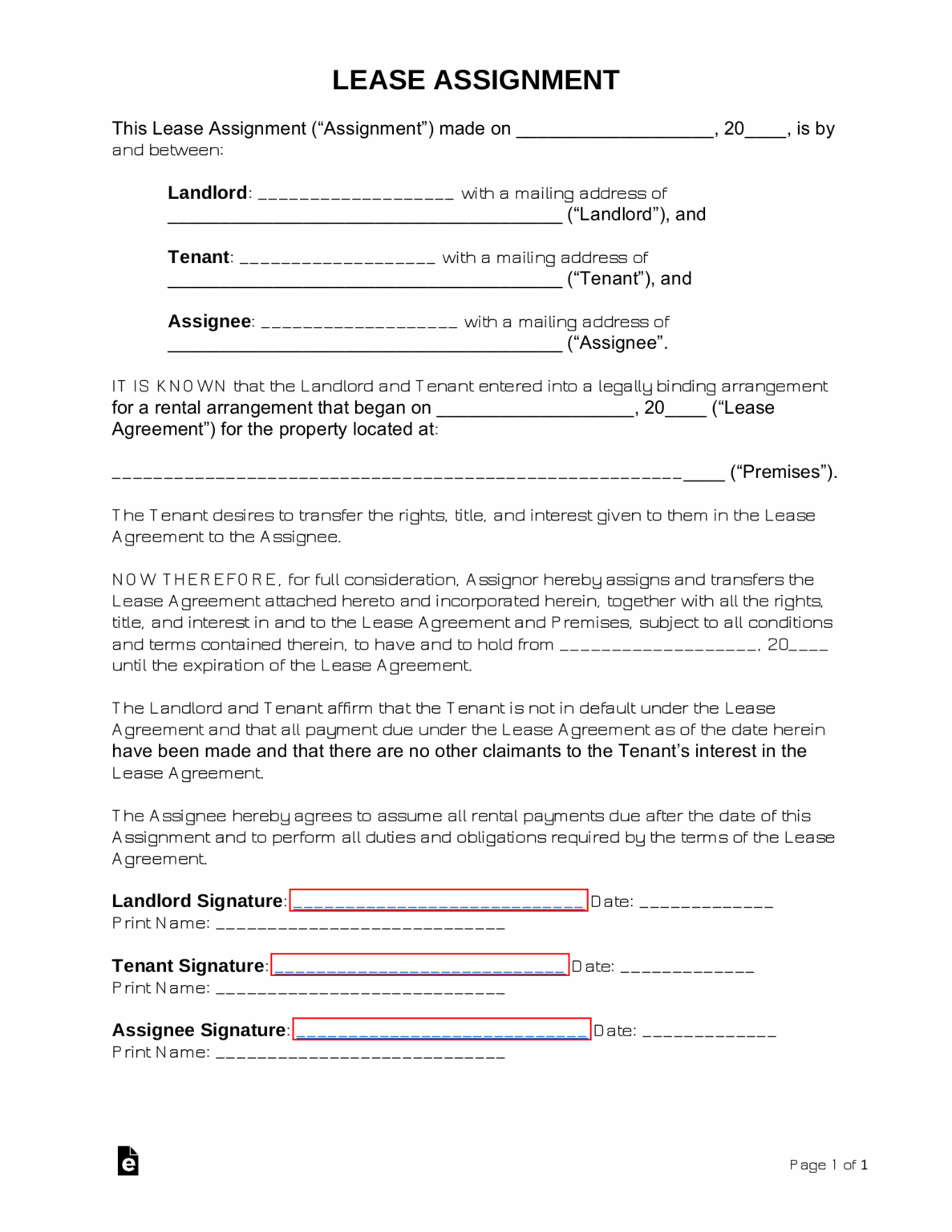 Transfer of Lease Agreement Template